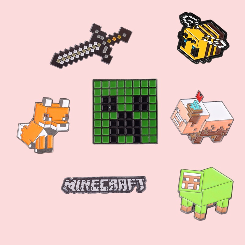 QIHEJEWELRY Minecraft Emblem Lapel Pin Gift for Friends Clothing ...