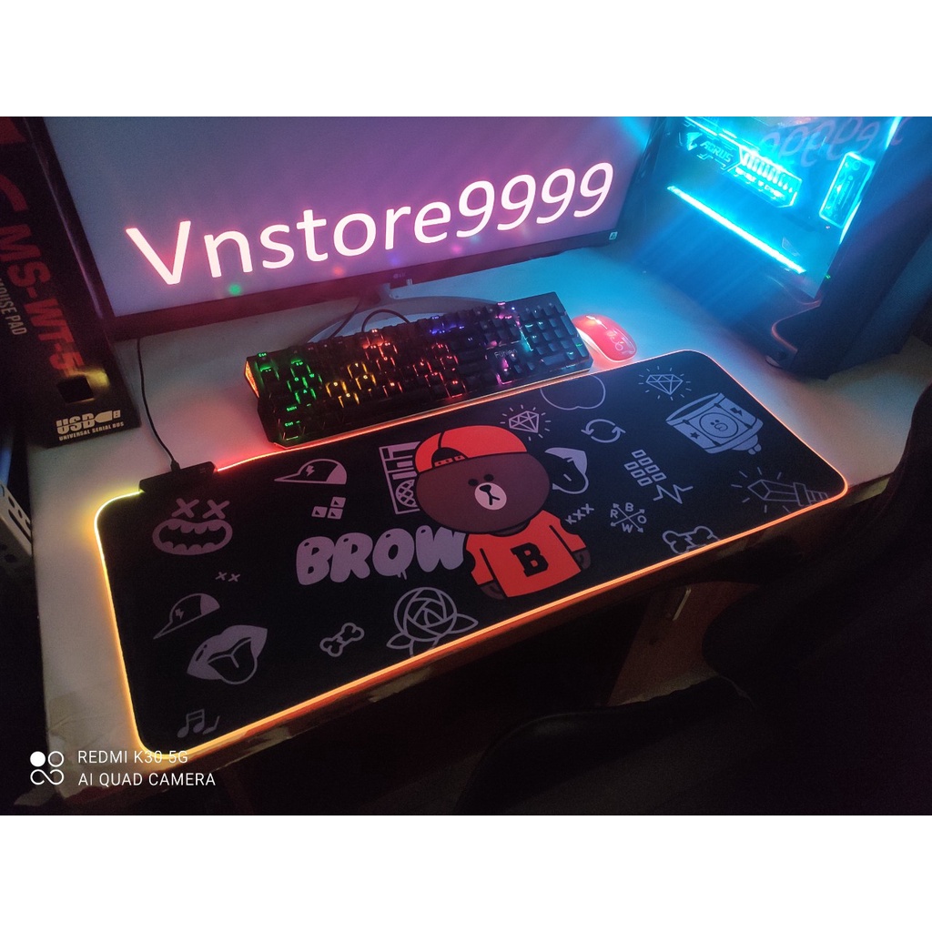 Lót chuột led rgb PDGAMING 50 mẫu pad chuột cỡ lớn fullbox 90x40 80x30, chống trượt siêu bền ...