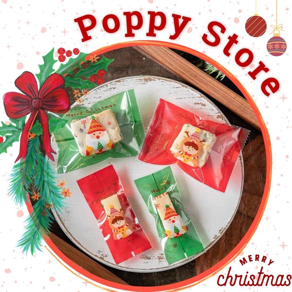 Túi đựng bánh kẹo, cookie, túi hàn miệng, set 50 túi, giáng sinh mẫu 2 ...