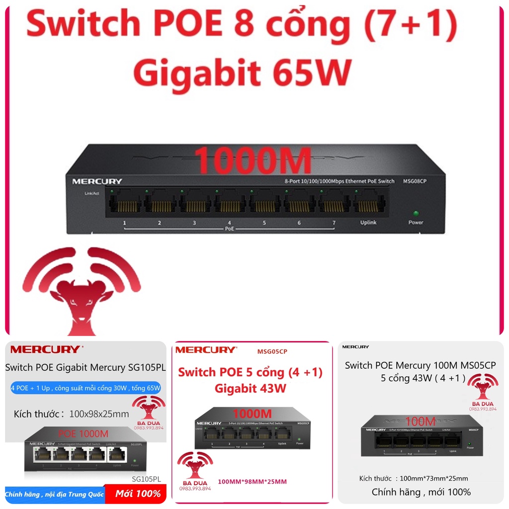 Bộ Chia Mạng Switch Poe Gigabit Mercury 4 , 5 , 6 , 7 , 8 cổng port ...