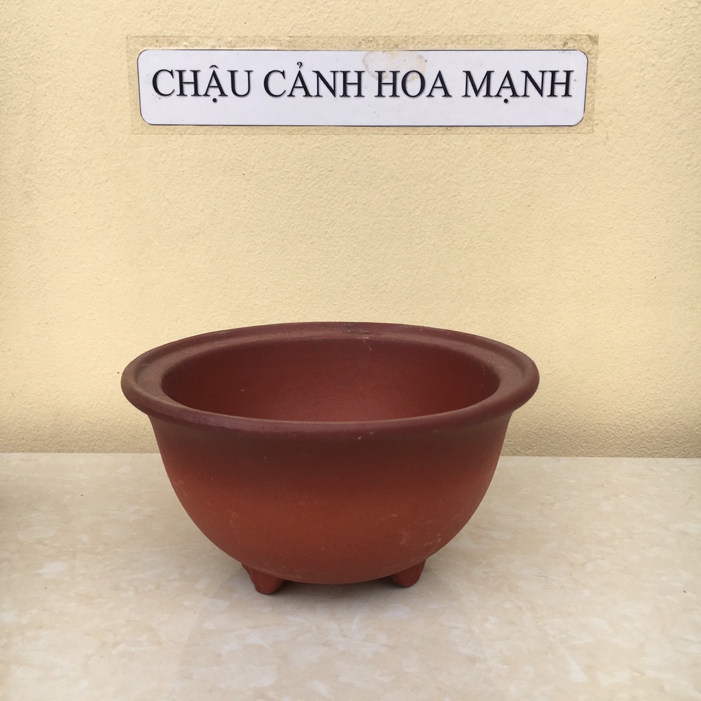 Chậu tròn bát bonsai sen đá mini màu đỏ son gốm Bát Tràng 1 size SP490 ...