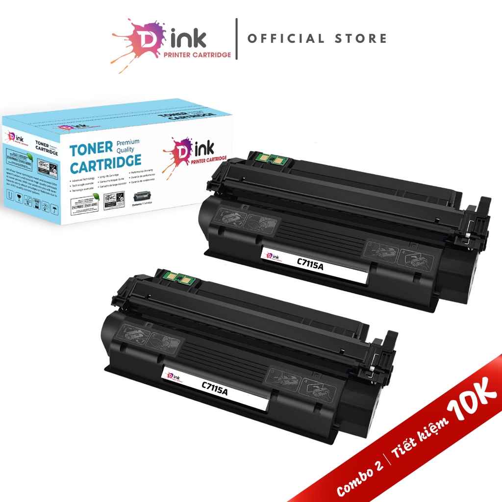 Combo 2 Hộp Mực siêu đậm nét TDink 15A (C7115A) có chip - Dùng cho máy ...
