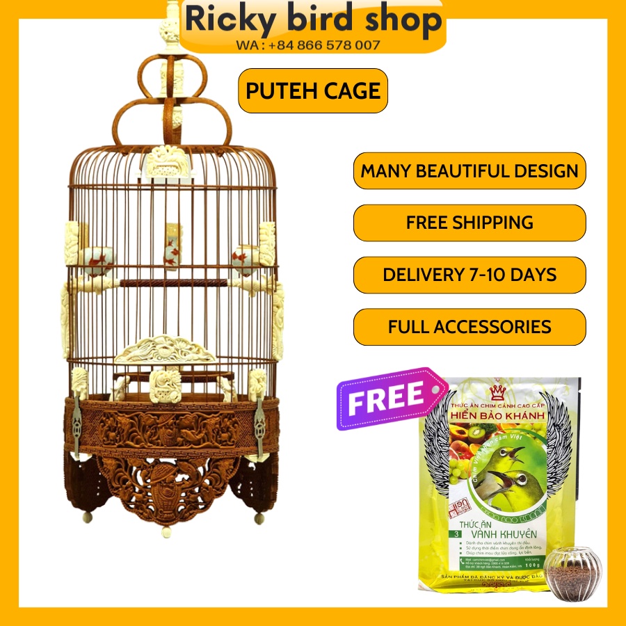 Puteh bird cage - Many beautiful design - Lồng chim tre - Ricky bird ...