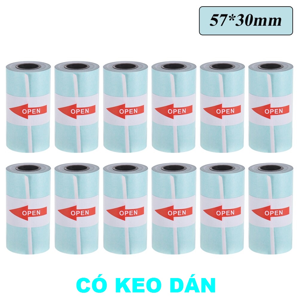 [THÙNG 50CUỘN] GIẤY IN NHIỆT K57x30 DÁN ĐƯỢC DÀNH CHO MÁY CON MÈO MÁY ...