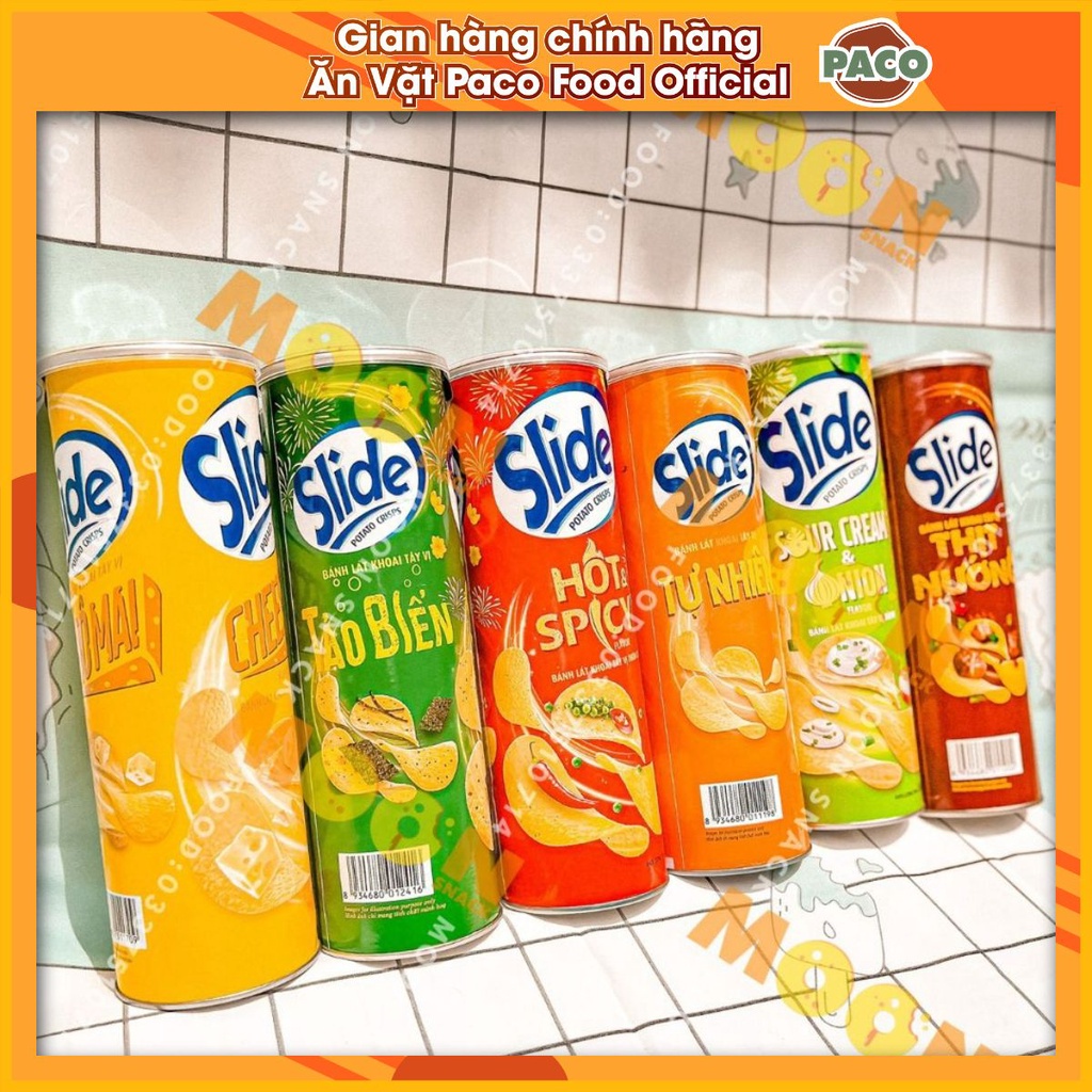 [HỘP LỚN 145g-150g] Bánh Snack Khoai Tây Lát Slide đủ 7 vị mới phô mai/thơm cay/thịt nướng/ hành ...