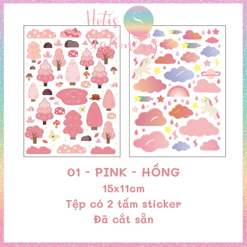 [HOTIS] Sticker cây cỏ, đám mây Cloud Word trang trí card, toploader ...