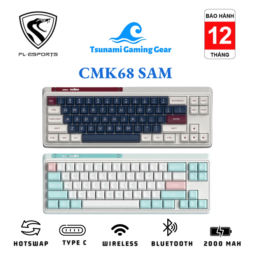 Bàn phím cơ FL-Esports CMK68 SAM Marshmallow/ Metal Heart 3 MODE l RGB ...