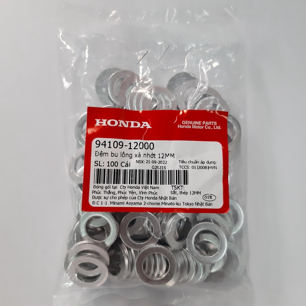 ĐỆM BU LÔNG XẢ NHỚT 12MM - 9410912000 ( TÚI 100 CÁI - DÀNH CHO XE GA ...