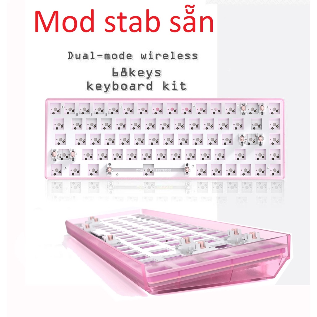 Bộ kit bàn phím cơ Tester 68 CIY GK68 kết nối wireless, Bluetooth 5.0 ...