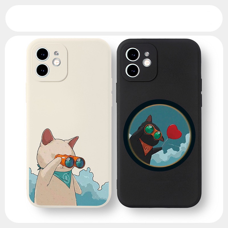 Ốp lưng iphone Cặp đôi mèo cạnh vuông dẻo iphone 6/6plus/7/7plus/8 ...