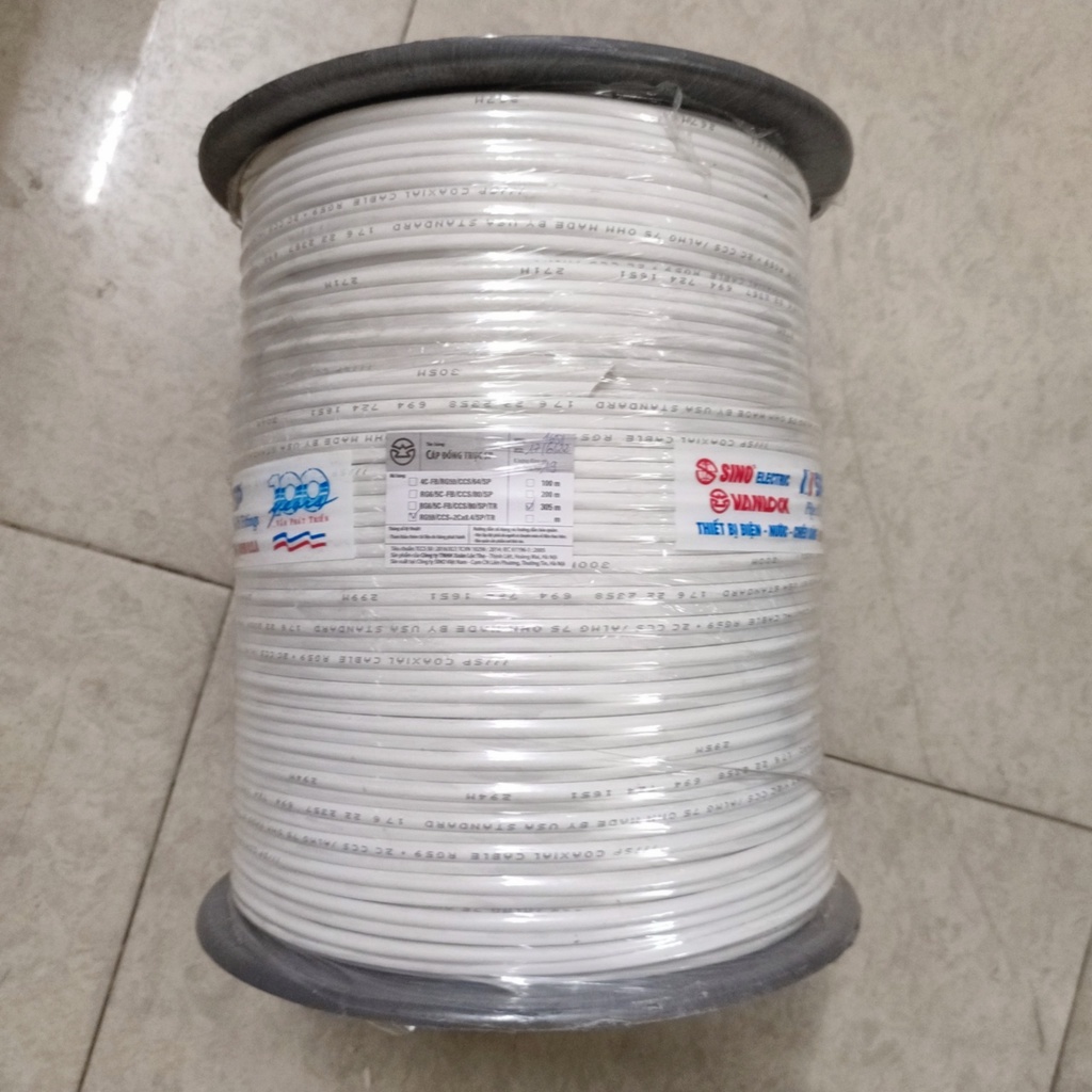 Cáp đồng trục kèm dây nguồn Camera RG59+2C SP cuộn 305m SINO RG59/CCS+2Cx0.4/SP/TR/305 | Shopee ...