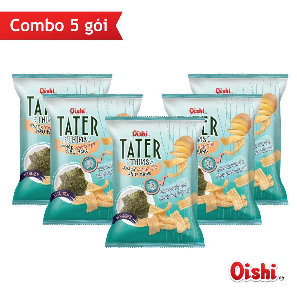 Combo 5 gói Oishi Snack Khoai Tây Siêu Mỏng Tater Thins Vị Tảo Biển ...