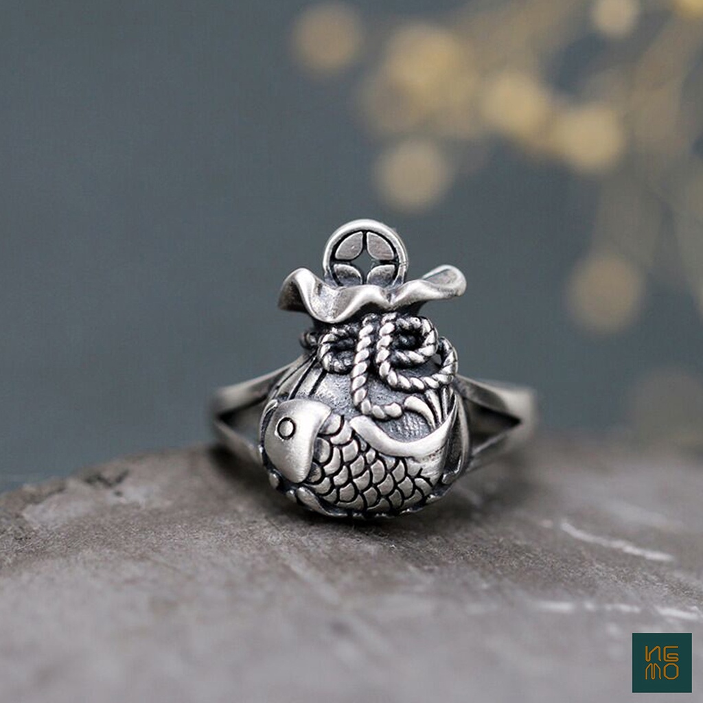Nhẫn Cá Chép Ôm Ngân Lượng Phát Tài Thịnh Vượng - Nemo NTCP | Shopee Việt Nam