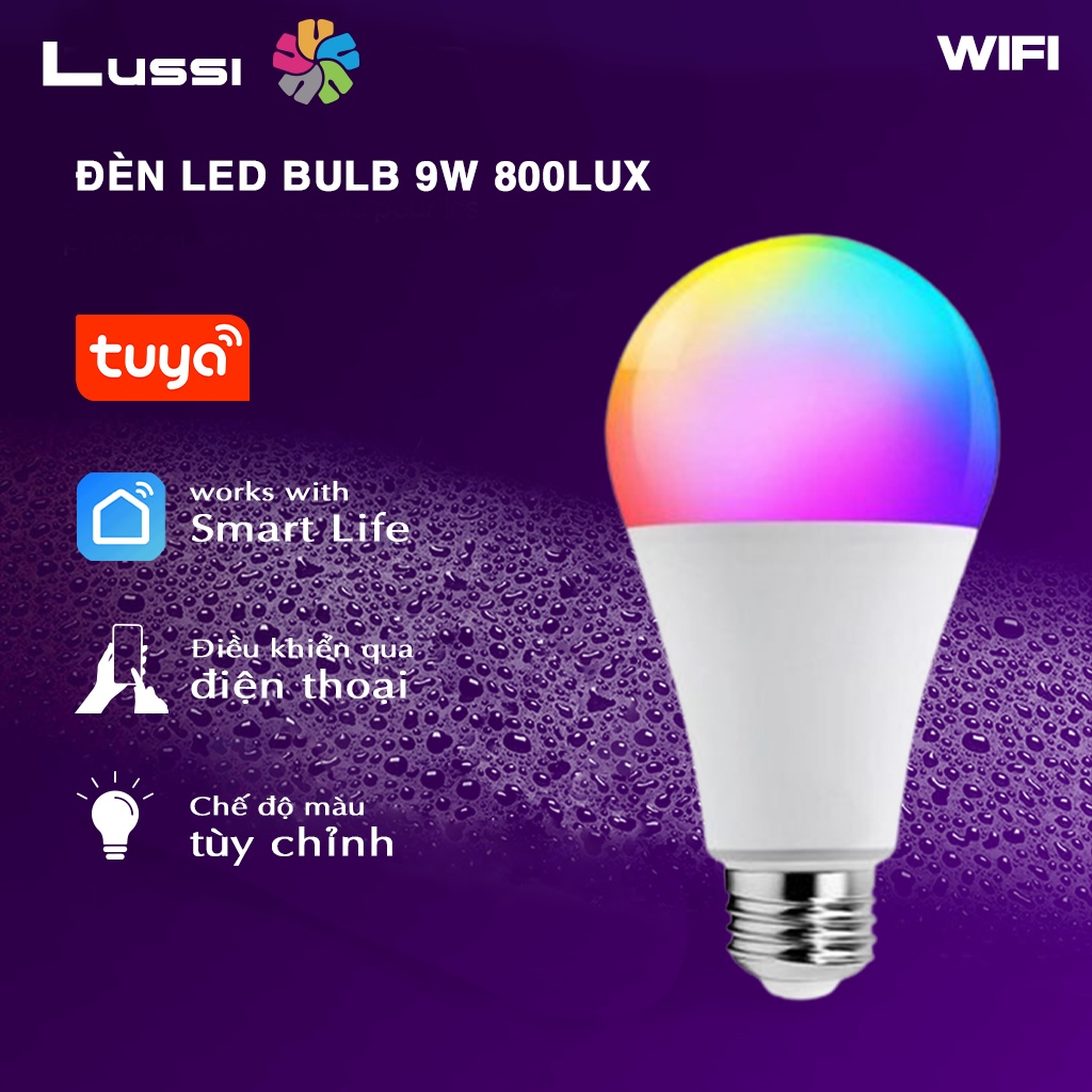 Đèn led buld thông minh 16 triệu màu công suất 9W - app Tuya/smartlife ...