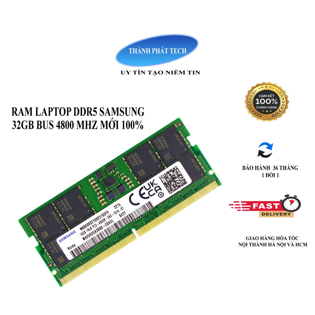 Ram Laptop DDr5 16GB Bus 5600/5200/4800Mhz Samsung/Sk hynix/ Micron ...