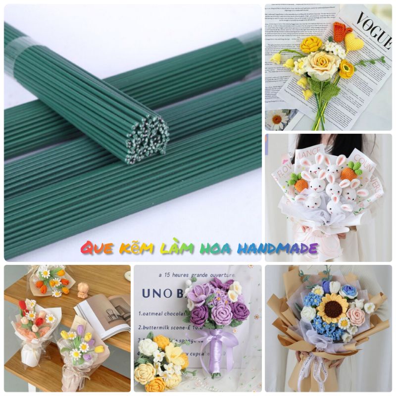 10 Que kẽm làm hoa len, cắm hoa sáp, hoa giấy handmade dài 40cm ...
