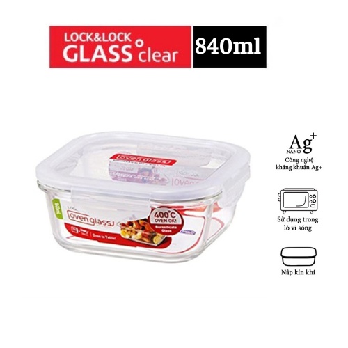 Hộp thủy tinh chịu nhiệt Lock&Lock 840ml, hộp vuông lock lock 840ml | Shopee Việt Nam