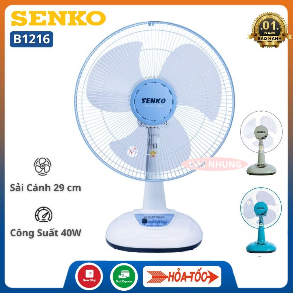 Quạt điện Senko B1216 để bàn nhỏ mini công suất 40W , 3 tốc độ gió siêu mát không ồn để văn ...