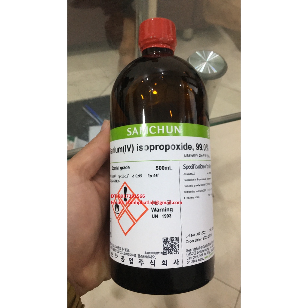 Hóa chất Titanium(IV) isopropoxide 99% CAS 546-68-9; chai 500ml Hàng ...