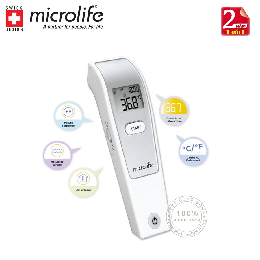 Nhiệt kế hồng ngoại đo trán Microlife FR1MF1 Thụy Sỹ (BH 2 Năm ...