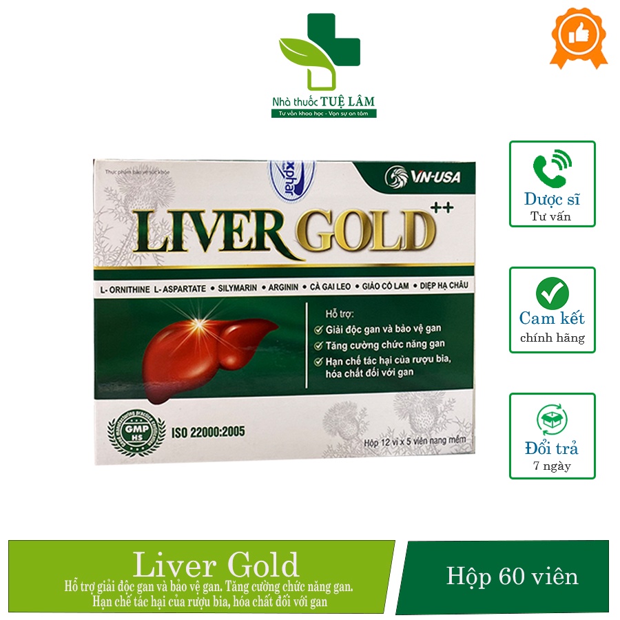 Liver Gold (chính hãng) hộp 60 viên giúp hỗ trợ giải độc gan, tăng ...