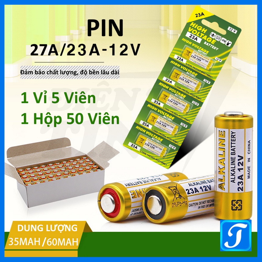 Pin Alkaline 12V 23A 27A / Pin Kiềm Remote, Chìa Khóa Cửa Cuốn, Chuông, Smartkey Điểu Khiển Từ ...