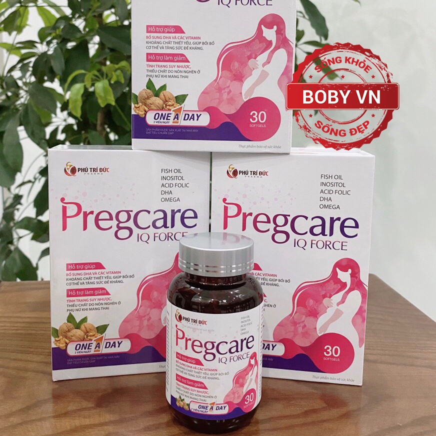 Pregcare IQ Force bổ sung DHA, Omega, EPA, Acid folic, Canxi, Vitamin ...