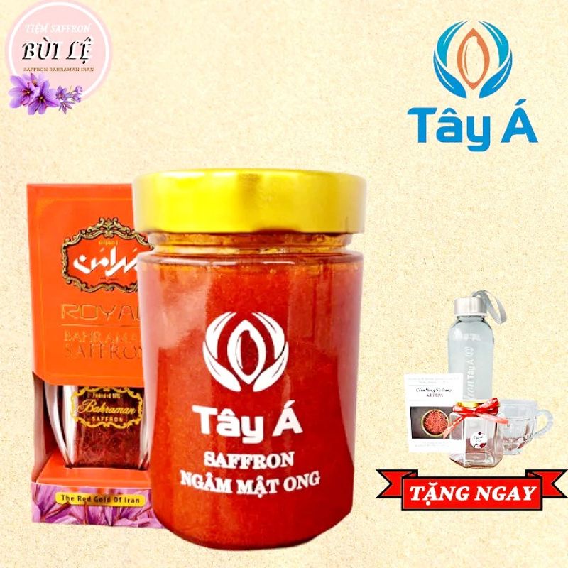 Nhụy hoa nghệ tây ngâm mật ong 500ml- saffron Tây Á [TẶNG 40G TÁO ĐỎ +10G KỶ TỬ + LY THỦY TINH ...