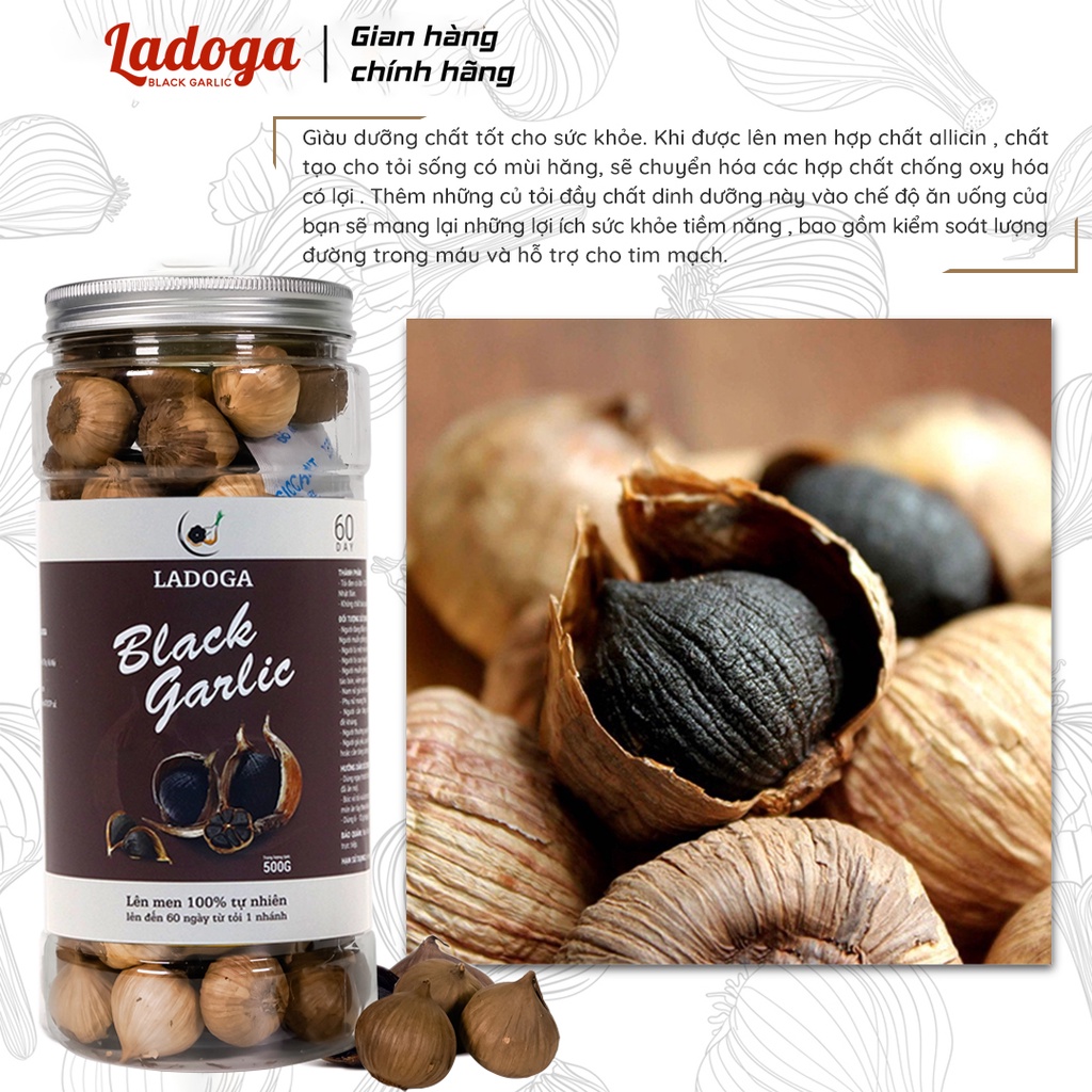 Hộp 500G】Tỏi Đen Ladoga Loại 1 Nguyên Vỏ Đóng Hộp LADOGA 500g lên men ...