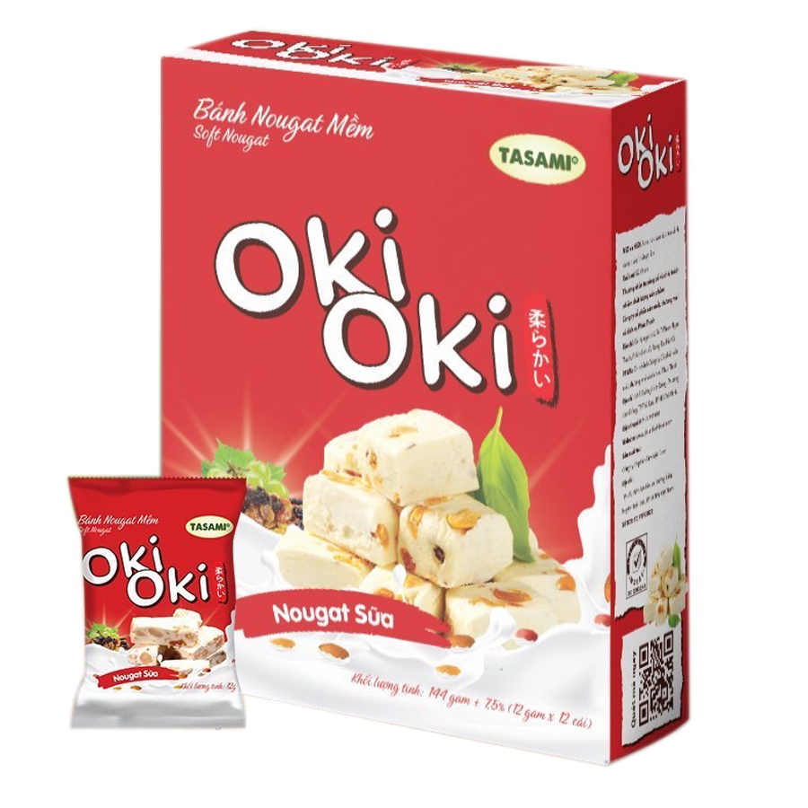 Bánh Nougat - Kẹo Hạnh Phúc Oki Oki Vị Sữa, Ngọt Nhẹ Tự Nhiên Mềm Dẻo Thơm Ngon (114g/Hộp ...
