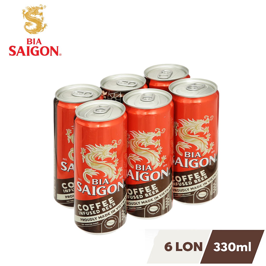 LỐC 6 LON BIA SÀI GÒN VỊ CÀ PHÊ COFFEE INFUSED BEER SABECO | Shopee Việt Nam