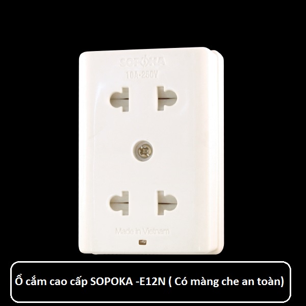 [CHÍNH HÃNG] Ổ cắm cao cấp 10A-25V SOPOKA E12/E12N 2 cửa 2 chấu-chống ...