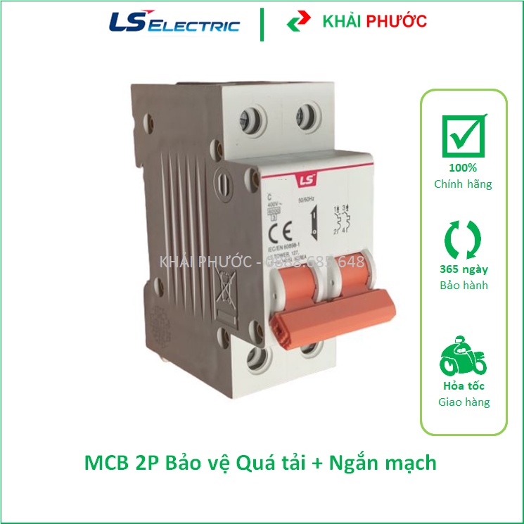 MCB 2P CB ĐÔI tép cầu dao 1 pha 6A 10A 16A 20A 25A 32A 40A 50A 63 6kA LS BKJ63N Áp tô mát tép át ...