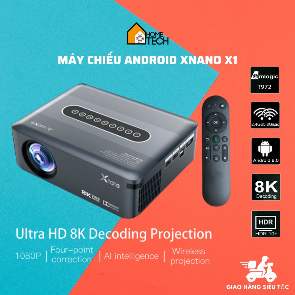 Máy chiếu Android Xnano X1 Android 9 Ram 2G Bộ nhớ 16G Full HD Giải mã ...