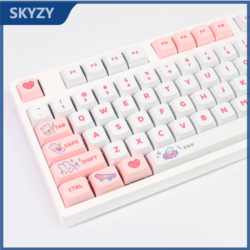 Pink Rabbit Keycaps XDA Profile Động vật dễ thương nữ tính PBT Dye Sub ...
