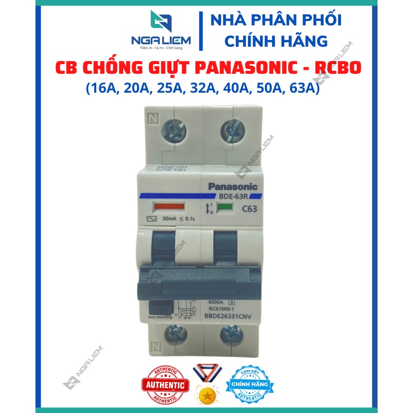 CB Chống Giật 2 Pha Panasonic - 16A, 20A, 25A, 32A, 40A, 50A, 63A (RCBO) | Shopee Việt Nam
