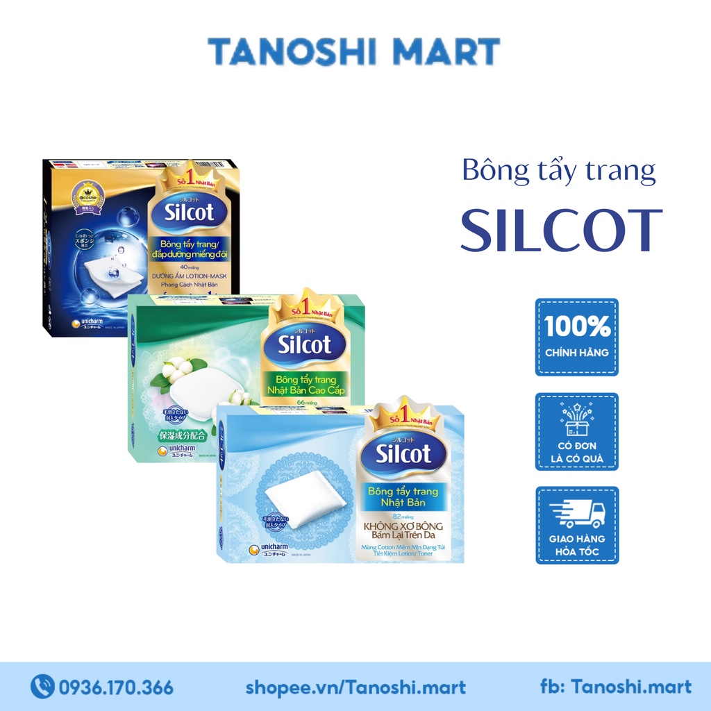 Bông tẩy trang SILCOT Nhật Bản cao cấp chính hãng Hộp 40, 66, 82 miếng ...