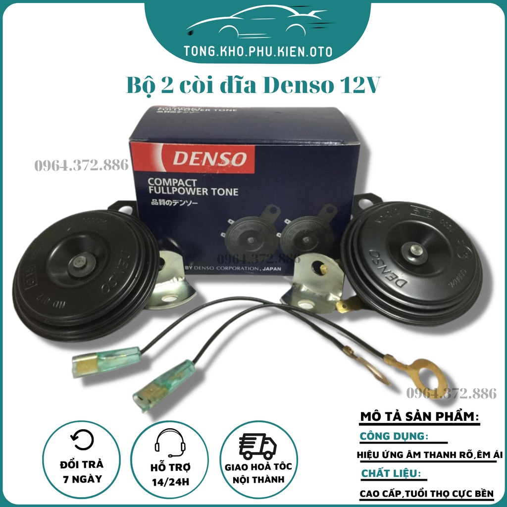 Bộ 2 còi đĩa Denso 12V, còi ô tô, còi xe máy - Tặng kèm giắc cắm - Hàng ...