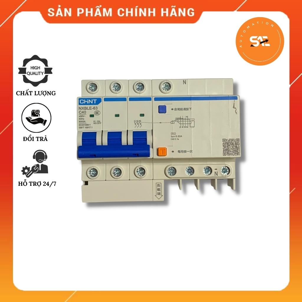 CB chống giật CHINT 3P+N 32A NXBLE, aptomat RCBO chuyên dùng cho hộ gia ...