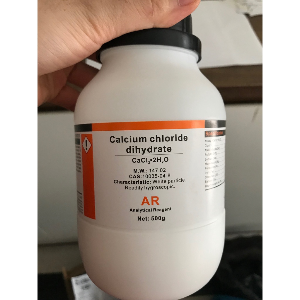 Canxi clorua CaCl2.2H2O Calcium chloride Dihydrate tinh khiết chai khối ...