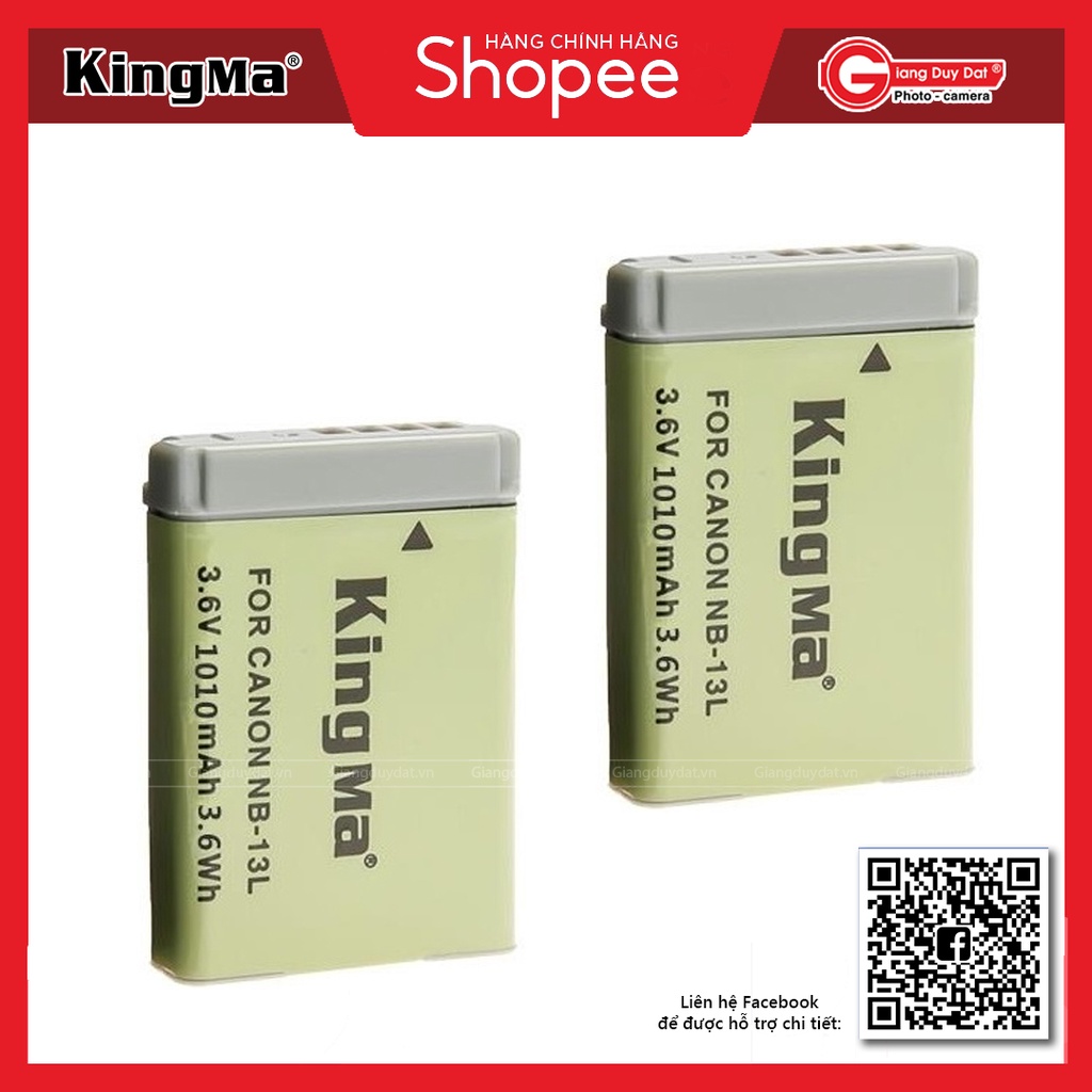 Bộ Pin Sạc Kingma NB-13L Dành cho Canon G7X2, G7X3, G5X, G9X, G9X2 ...