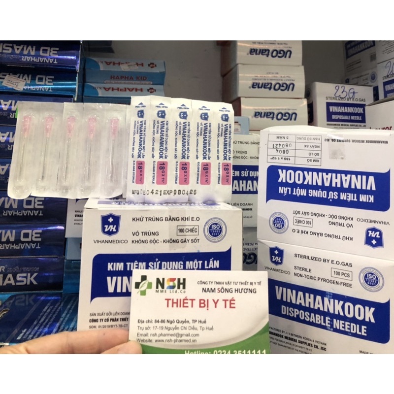 [HỘP 100 CÂY] Kim tiêm 18G VINAHANCOOK ĐẦU KIM SẠC LẤY THUỐC 18G ...