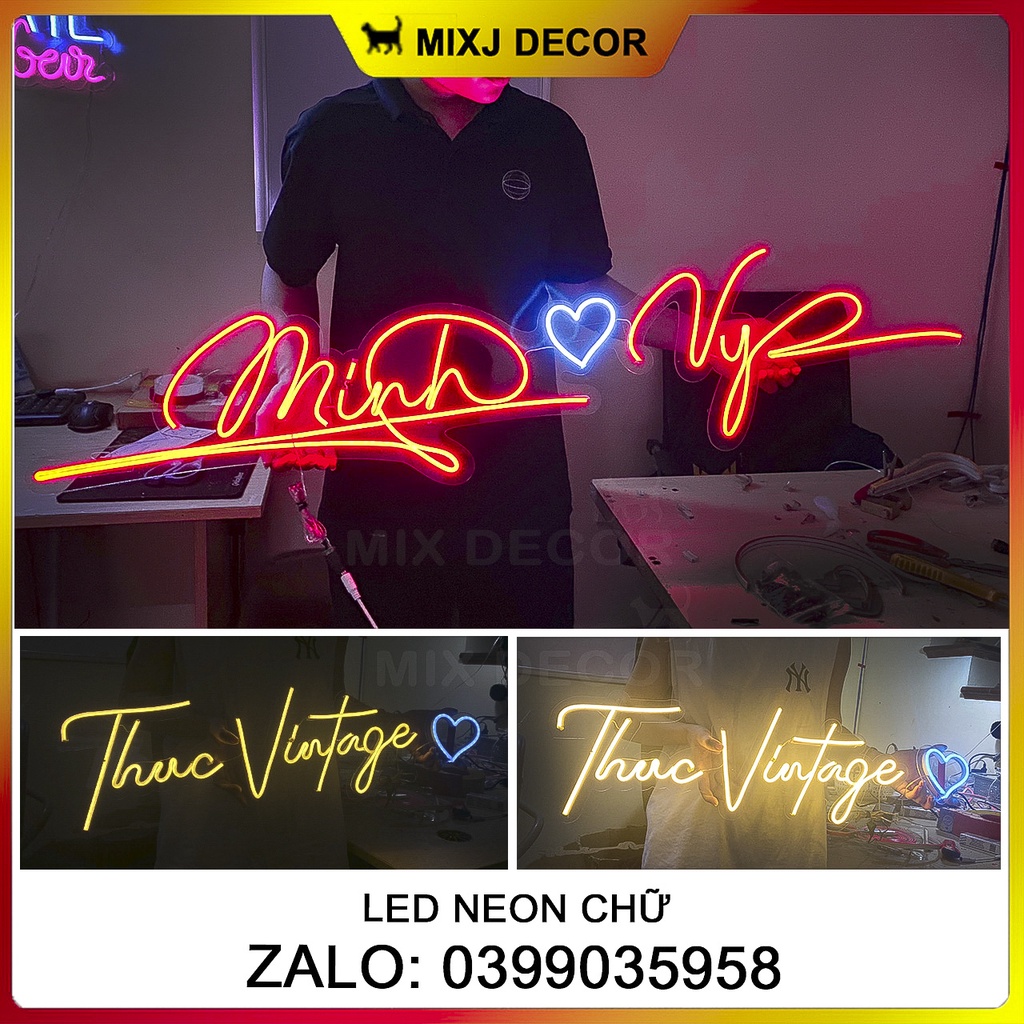Đèn led neon sign 12v flex decor chữ theo tên trang trí thiết kế uốn ...