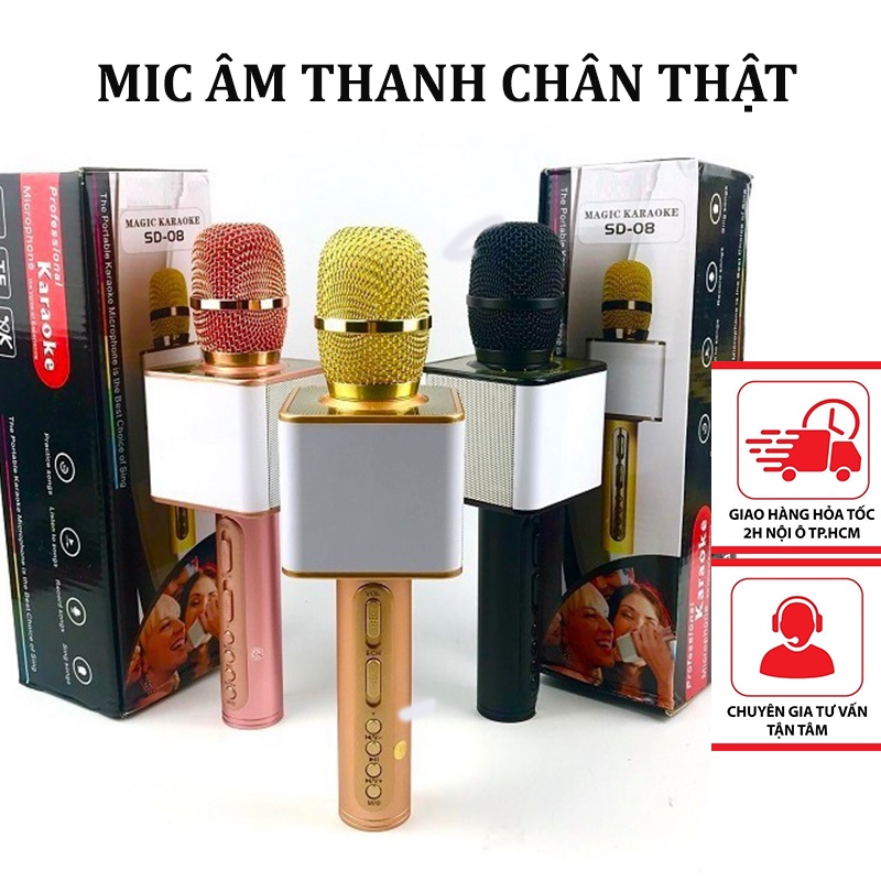 Micro karaoke bluetooth không dây SD-08 loa bass chuẩn âm thanh chân thật TL7793 | Shopee Việt Nam