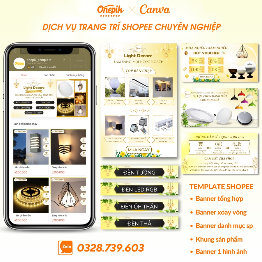 Đèn trang trí TL1_Onepik template | Shopee Việt Nam