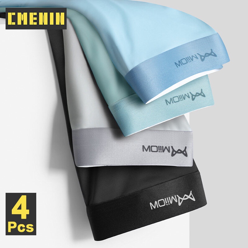 Bộ 4 Quần Lót Boxer Lụa Lạnh Không Đường May Kháng Khuẩn Thoáng Khí L ...