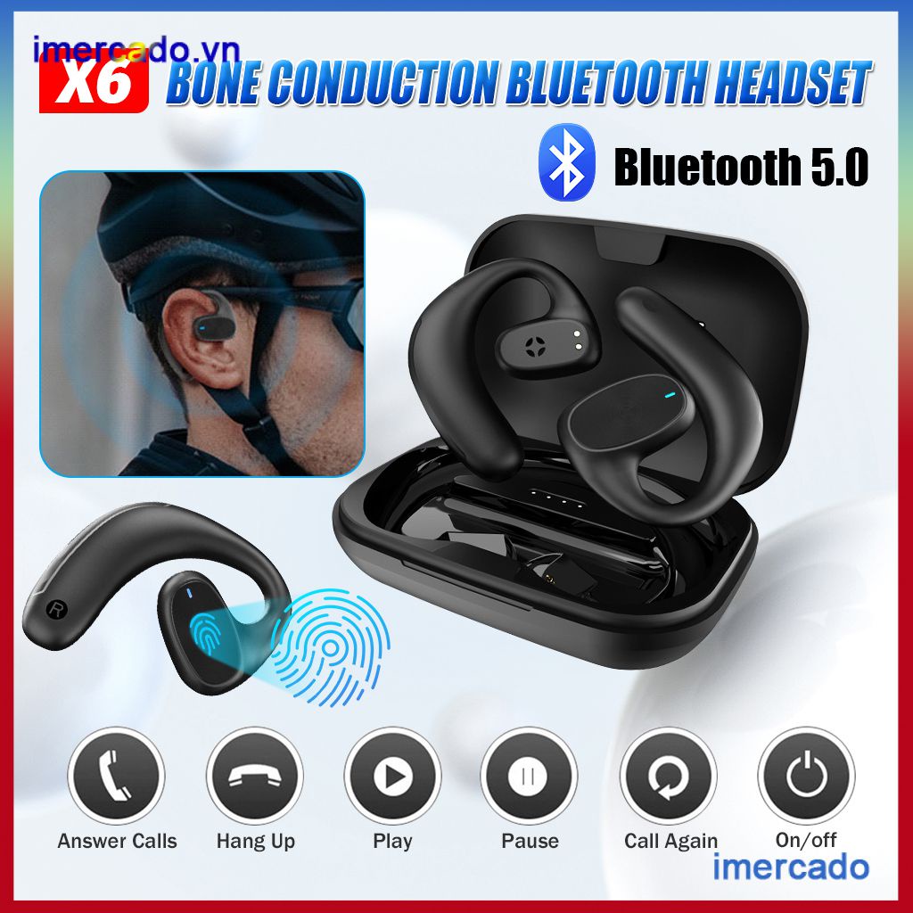 X6 Bluetooth Headset New Binaural With Charging Bin Bone Conduction ...