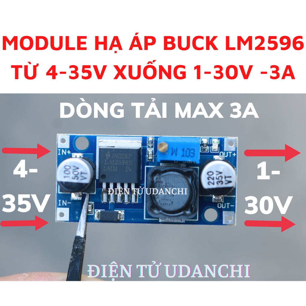 Module hạ áp Buck LM2596-3A - Vào 4-35V Ra 1-30VDC- điều chỉnh điện áp ...