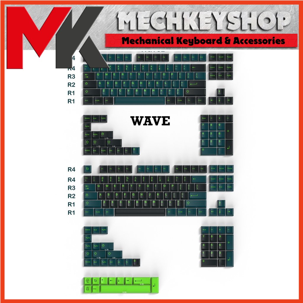 Bộ nút keycap CMK Aifei Wave Cherry profile ABS double shot cho bàn phím cơ | Shopee Việt Nam