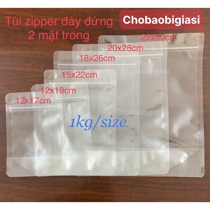 {1kg/size} Túi zip đáy đứng 2 mặt trong, túi zip trong hàng đẹp (đủ ...